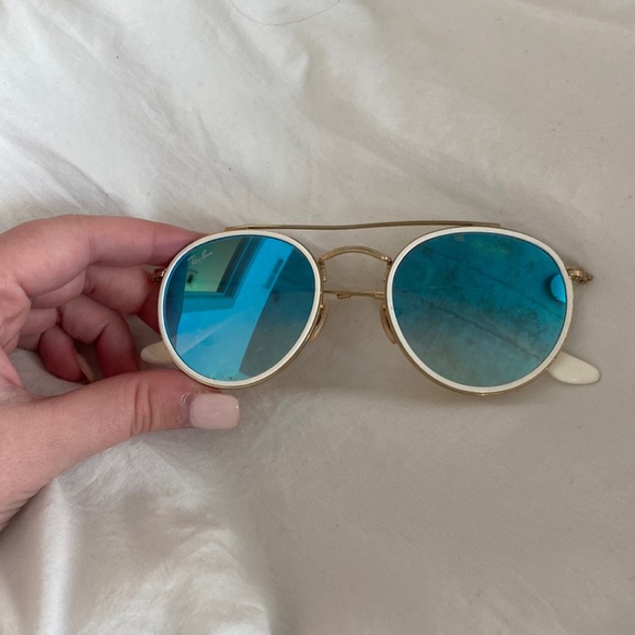 Accessories | Round Double Bridge In Gold Blue Gradient Flashrayban ...